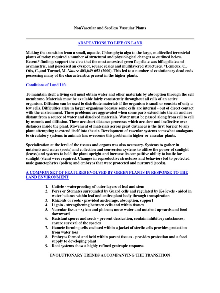 Adaptations To Life On Land | PDF | Moss | Sexual Reproduction