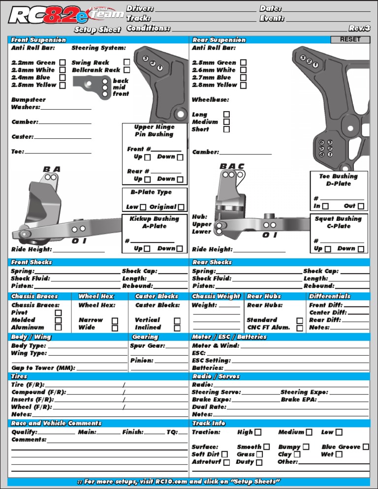 RC8.2e Editable Setup Sheet | PDF | Computers | Technology & Engineering