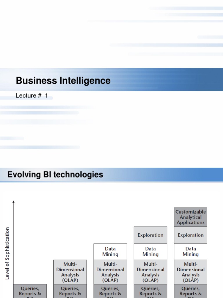 Business Intelligence: Lecture # 1 | PDF | Data Warehouse | Databases