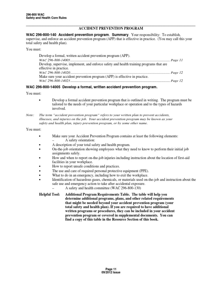 296-800 WAC Safety and Health Core Rules | PDF | Personal Protective ...