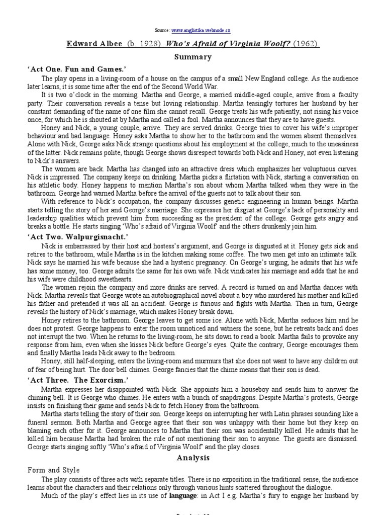 ALBEE, Edward. Who's Afraid of Virginia Woolf | PDF