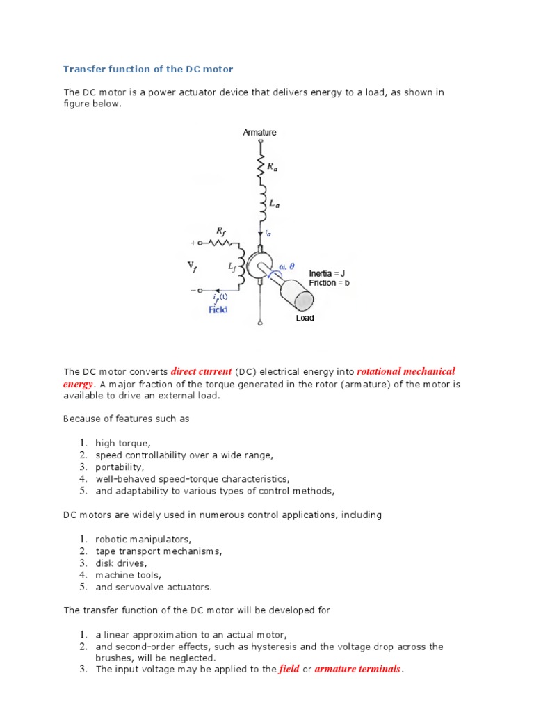 Direct Current Rotational Mechanical Energy: Transfer Function of The ...