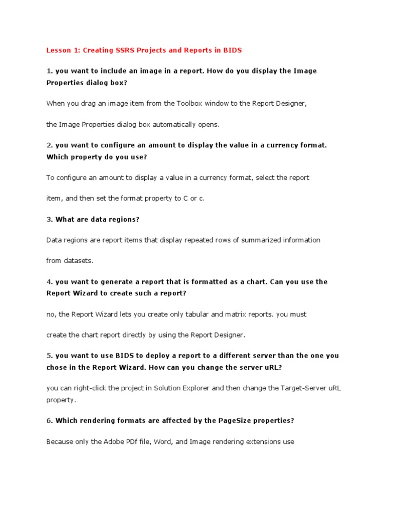 SSRS Interview Questions3 | PDF | File Format | Portable Document Format