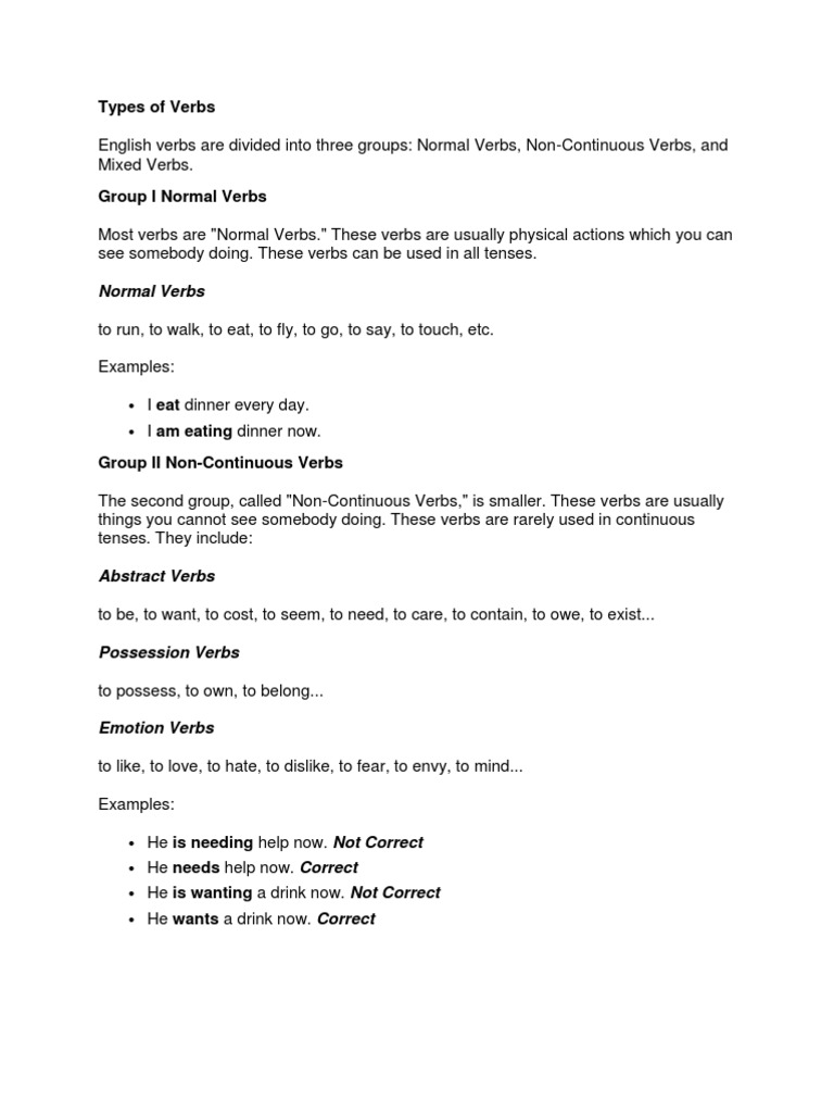 Types Of Verb Download Free Pdf Verb Linguistic Morphology