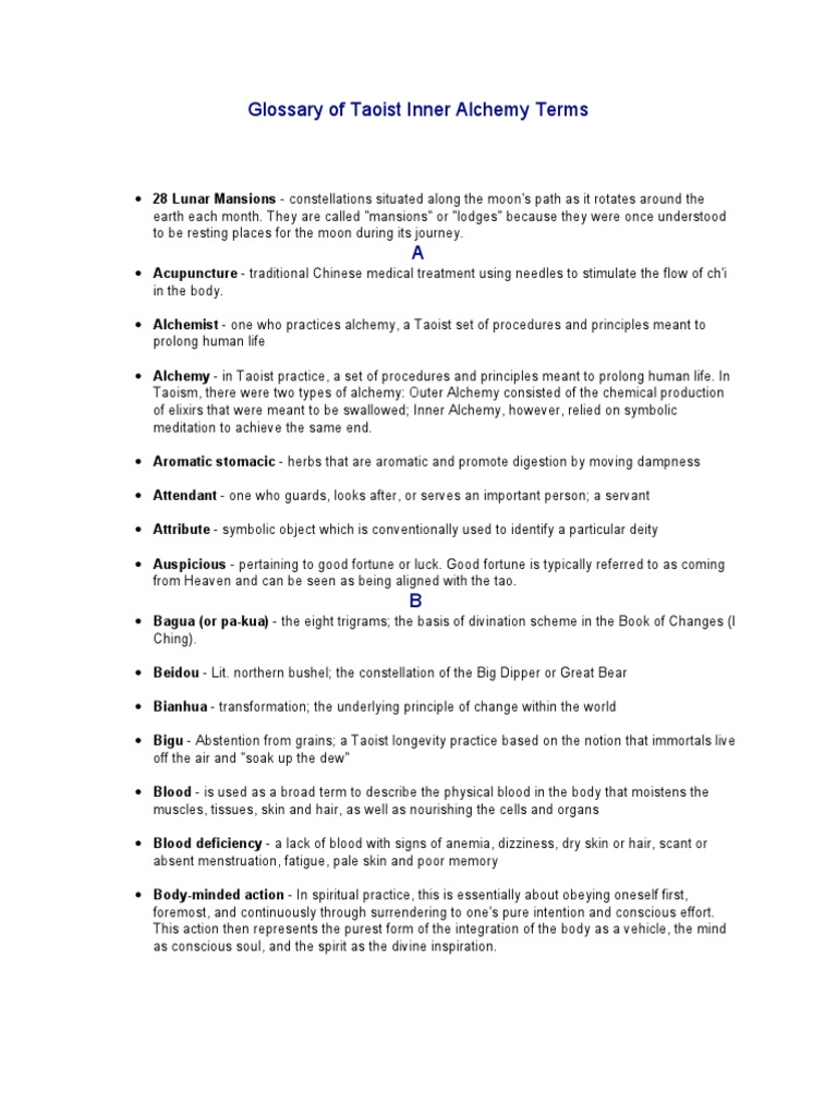 Glossary of Taoist Inner Alchemy Terms | PDF | Neidan | Traditional ...