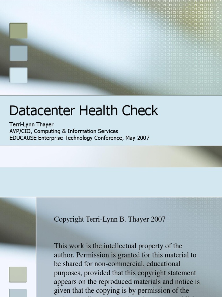 Data Center Health Checkup | PDF | Data Center | Computing