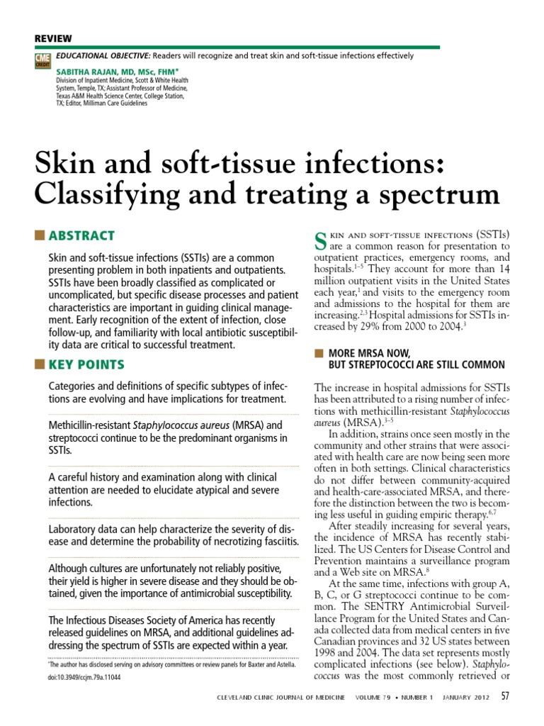 CCJM Skin and Soft Tissue Infections Classifying and Treating A Spectrum | PDF | Methicillin ...