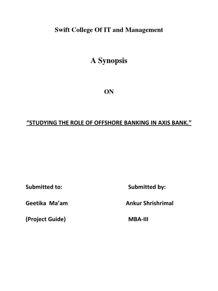 A Synopsis: Swift College of IT and Management | PDF | Finance & Money ...