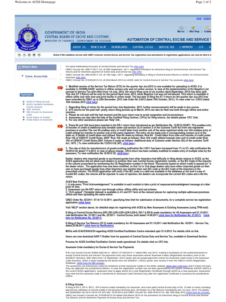 Updates to the ACES Homepage: New Features for Online PAN Validation ...