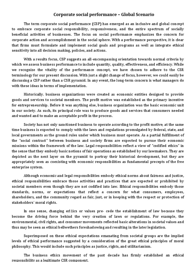 Corporate Social Performance | PDF