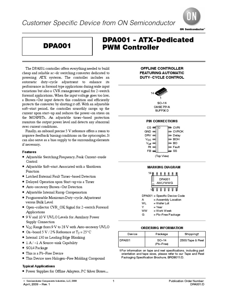 DPA001 - ATX-Dedicated PWM Controller DPA001: Customer Specific Device ...