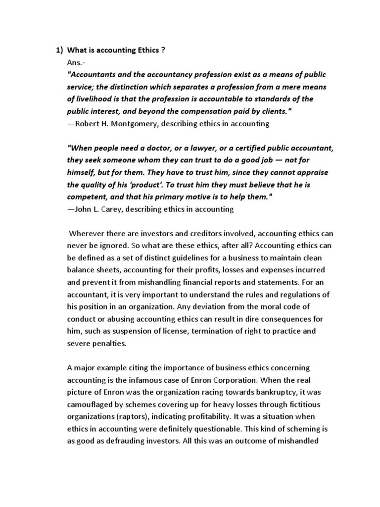Understanding Accounting Ethics | PDF | Accounting | Audit