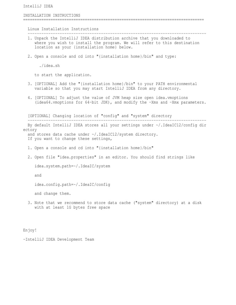 IntelliJ IDEA INSTALLATION INSTRUCTIONS | PDF