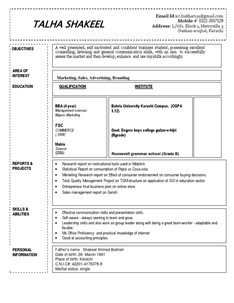 Talha Shakeel: Marketing Student Profile | PDF | Career & Growth | Business