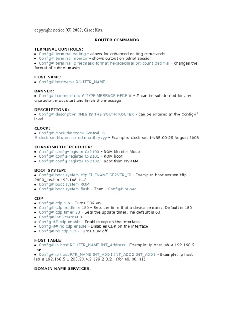 Cisco Router Commands Pdf Network Socket Ip Address