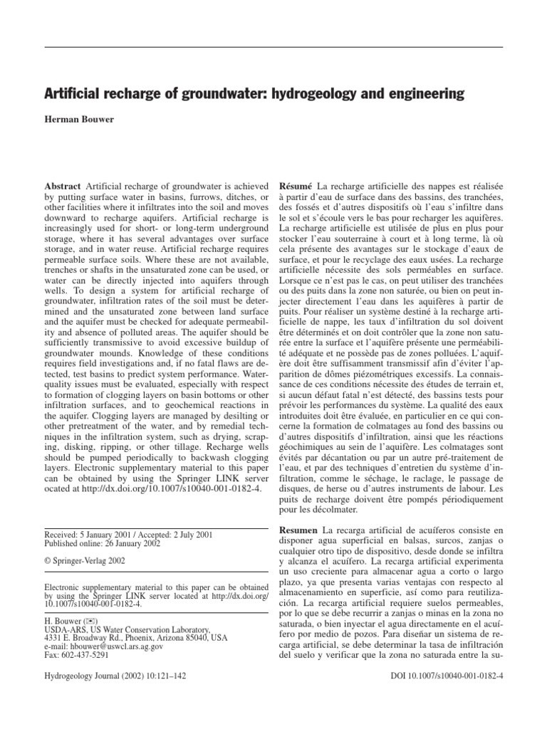 Artificial Recharge To Groundwater | PDF | Aquifer | Groundwater