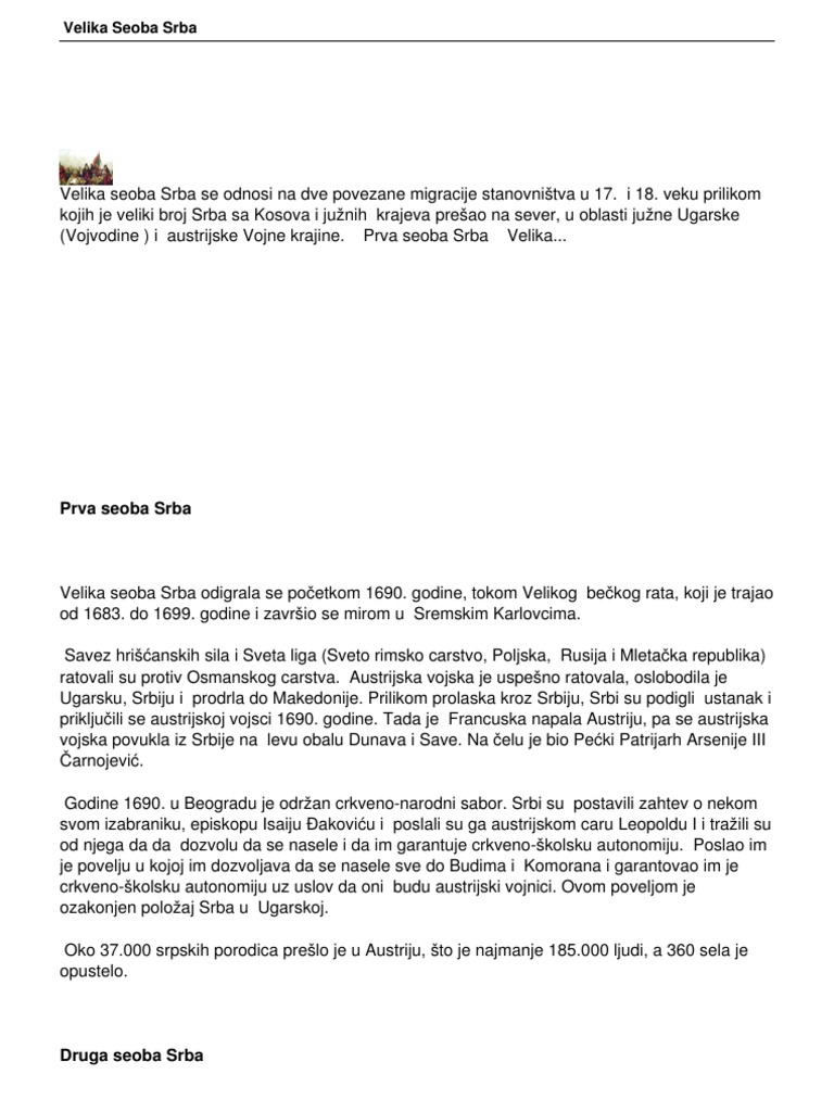 275 Velika Seoba Srba | PDF