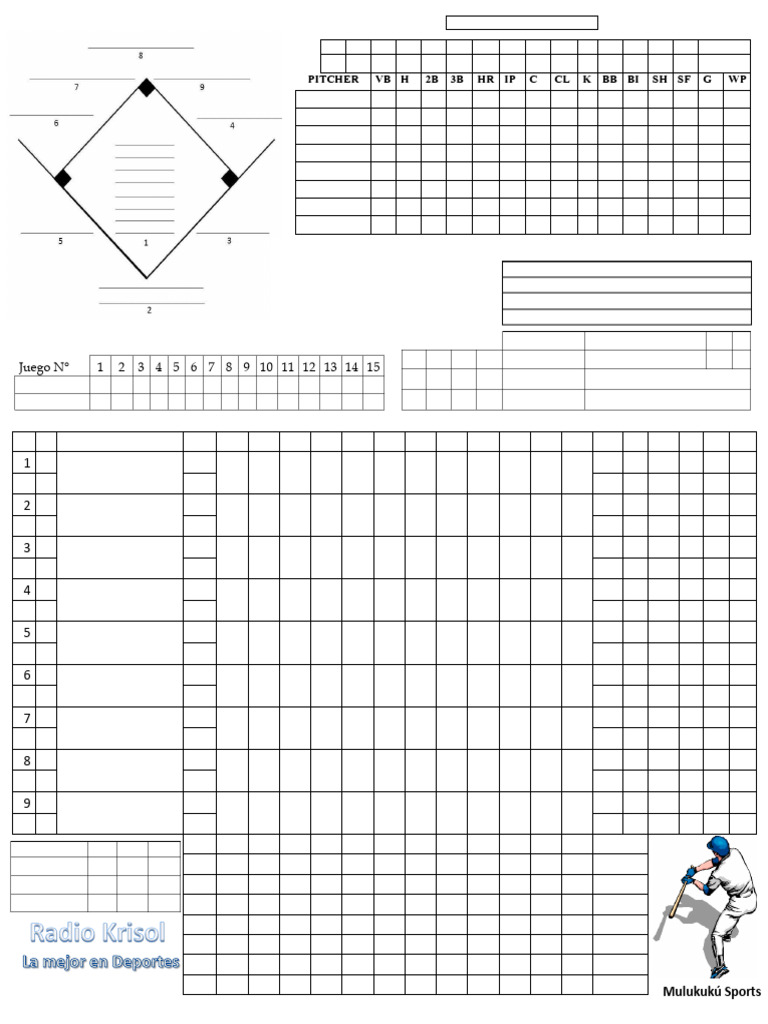 Hoja De Anotación De Béisbol Pdf Pdf