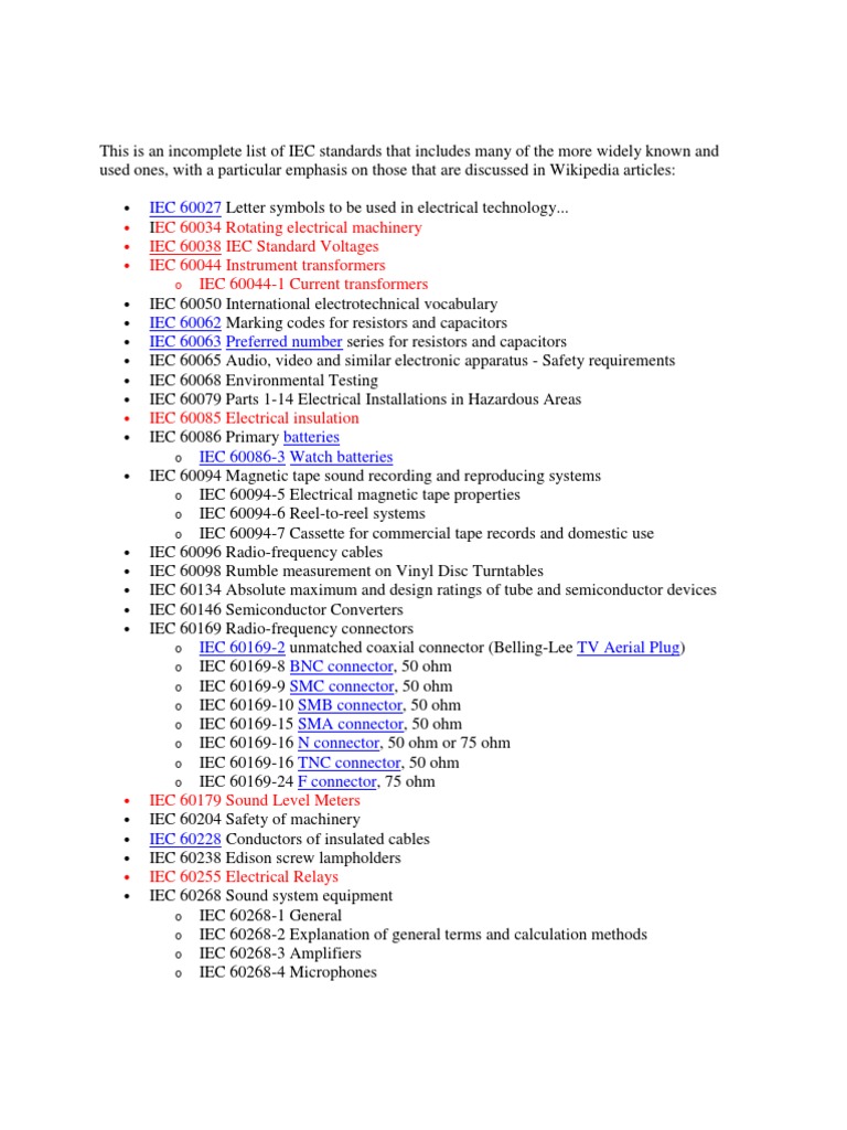Standard Iec | PDF | Electromagnetic Compatibility | Ac Power Plugs And Sockets