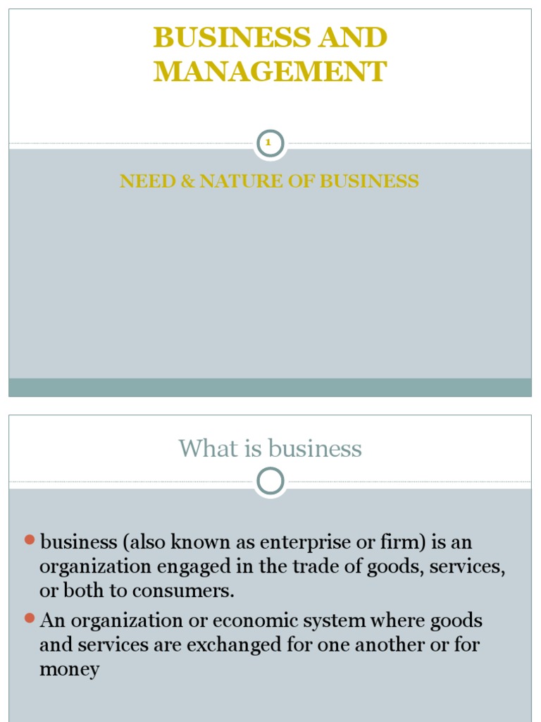 Business and Management: Need & Nature of Business | PDF | Partnership ...