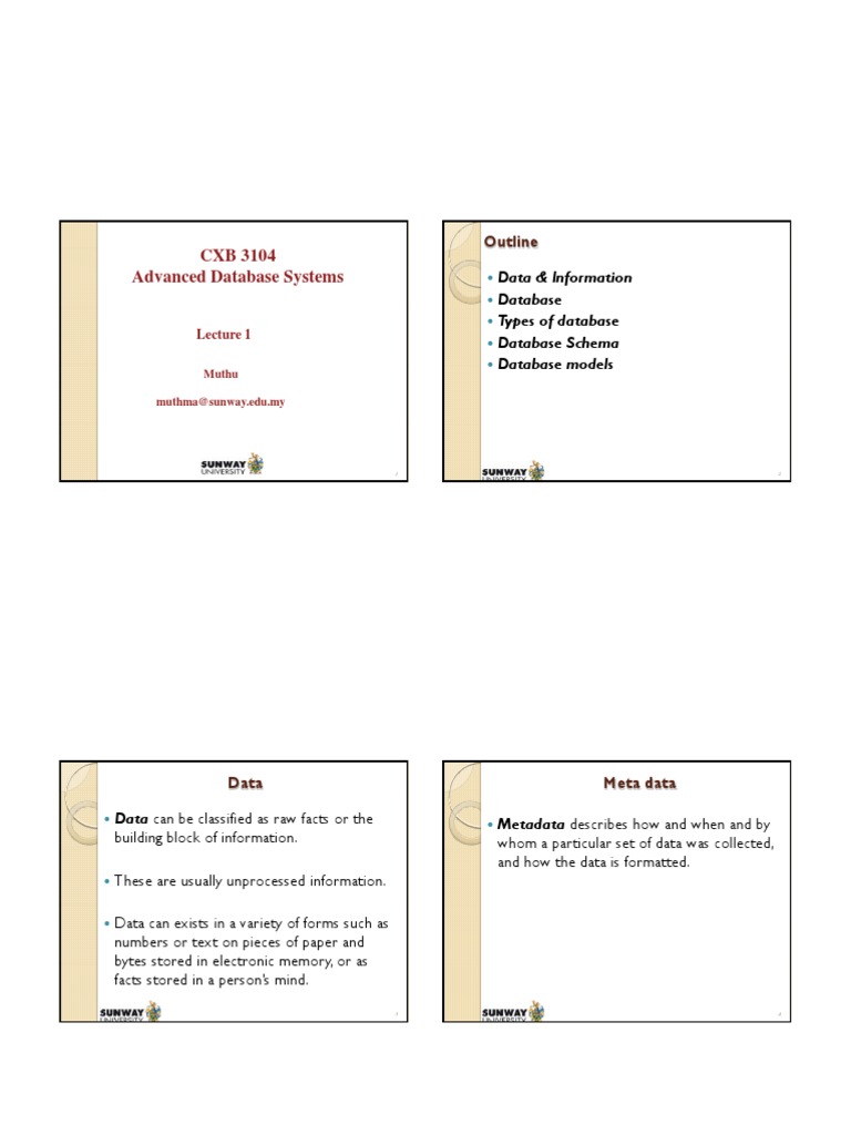 Lecture01 1 | PDF | Databases | Relational Database