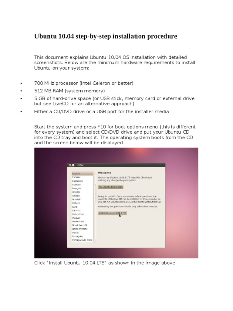 Ubuntu 10.04 Installation Guide | PDF | Ubuntu (Operating System) | Booting