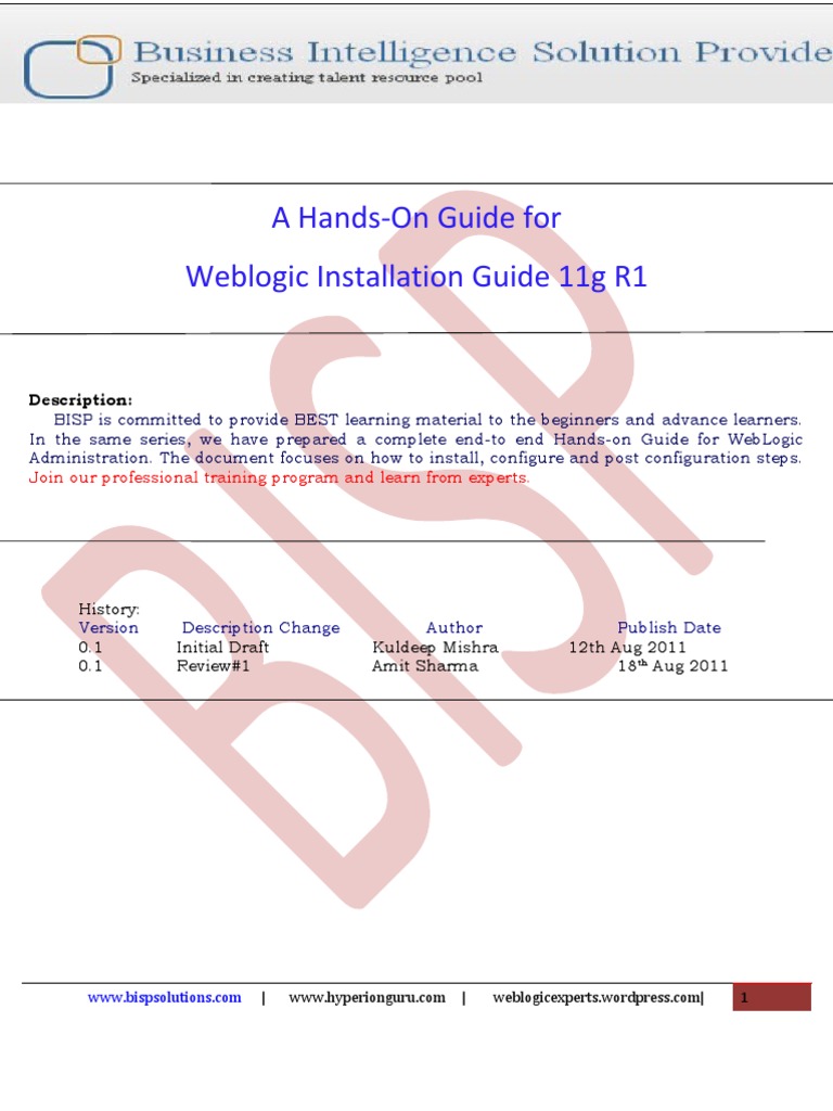 Web Logic Installation and Configuration Guide | PDF | Installation (Computer Programs) | Oracle ...