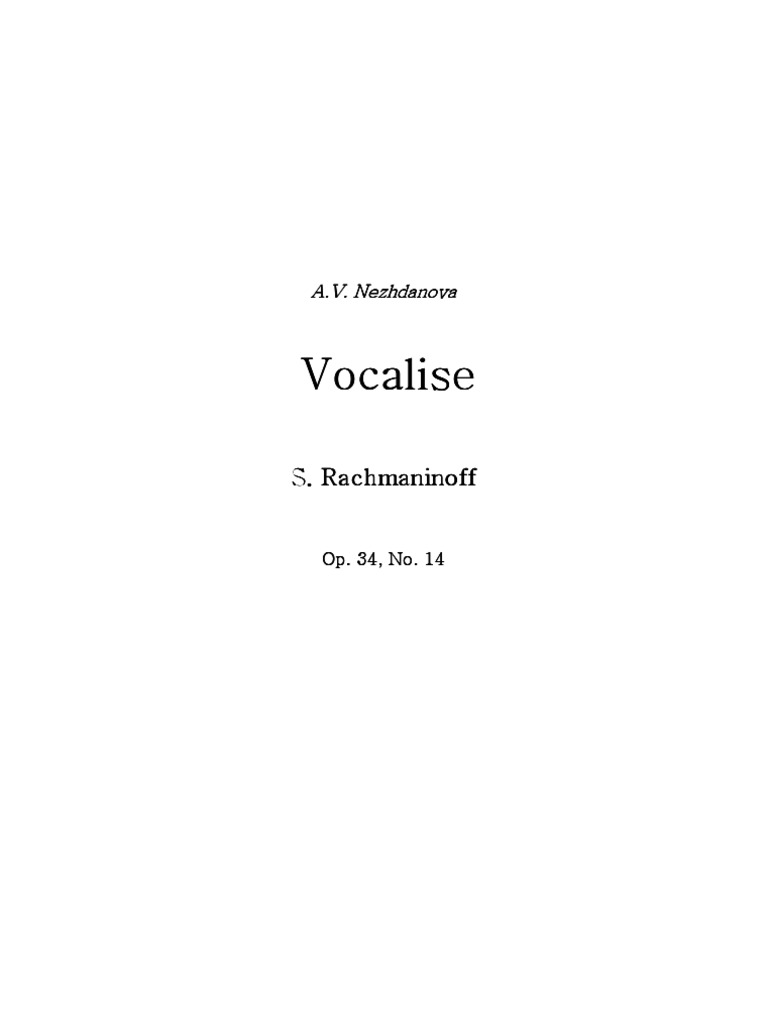 Rachmaninoff Vocalise | PDF