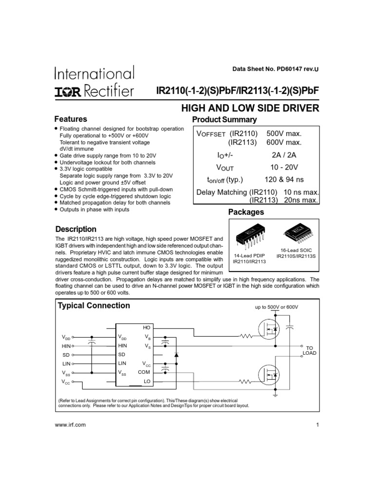 Ir 2113 | PDF | Logic Gate | Field Effect Transistor