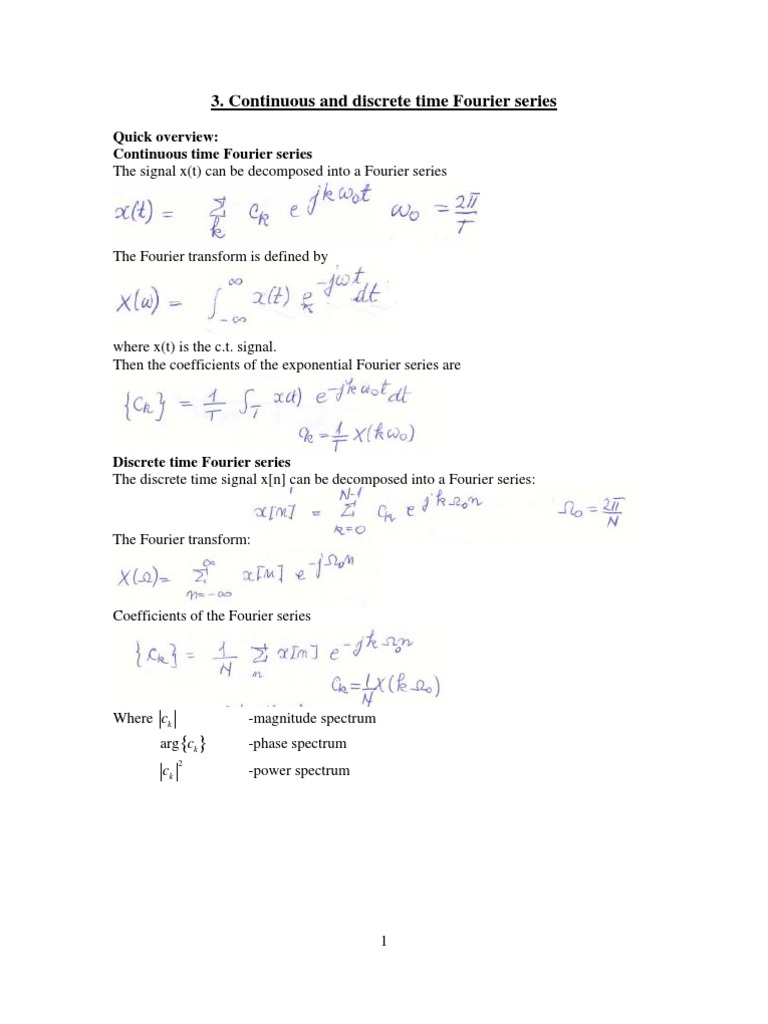 Continuous and Discrete Time Fourier Series | PDF | Teaching Methods ...