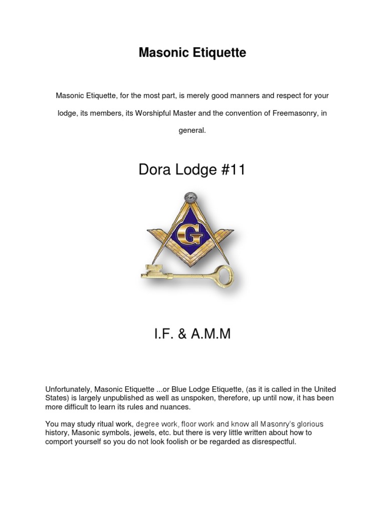 Masonic Etiquette | PDF | Freemasonry | Masonic Lodge