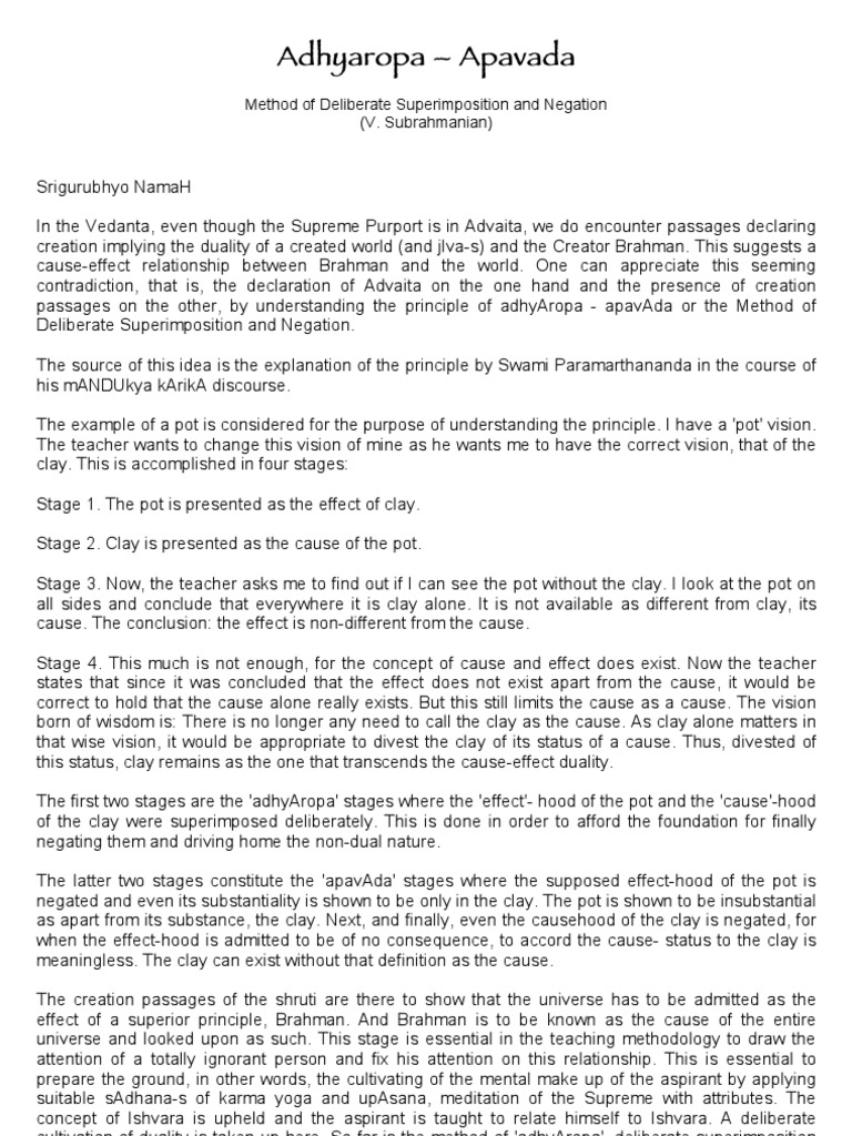Adhyaropa-Apavada in Vedanta | PDF | Advaita Vedanta | Brahman
