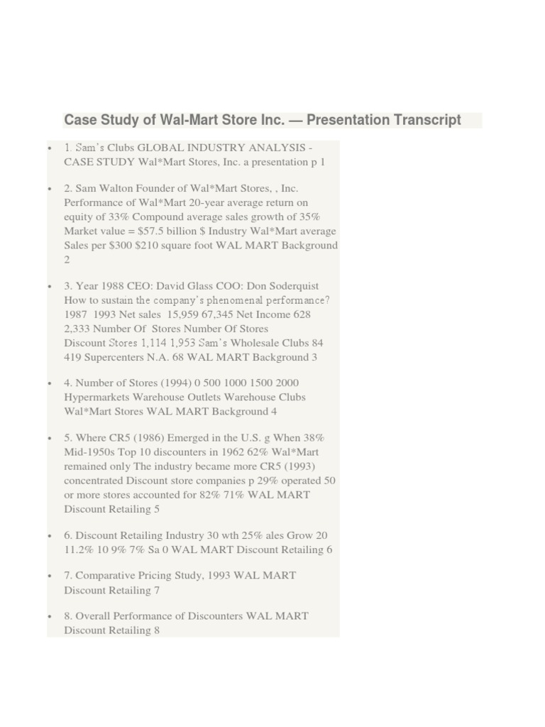 Case Study of Wal Mart | PDF | Walmart | Big Box Store