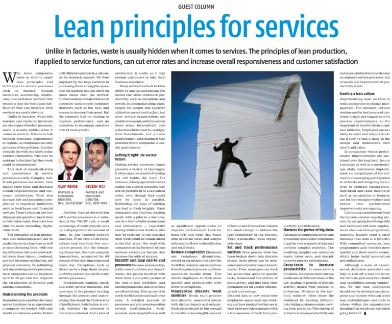 Lean in Services | PDF | Lean Manufacturing | Economies