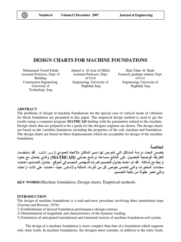 Design Charts for Machine Foundations: Providing Empirical Guidelines ...