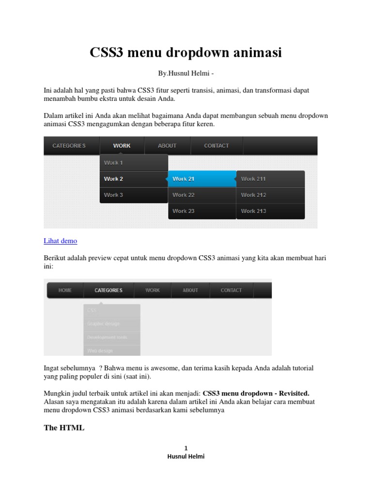 CSS3 Menu Dropdown Animasi | PDF