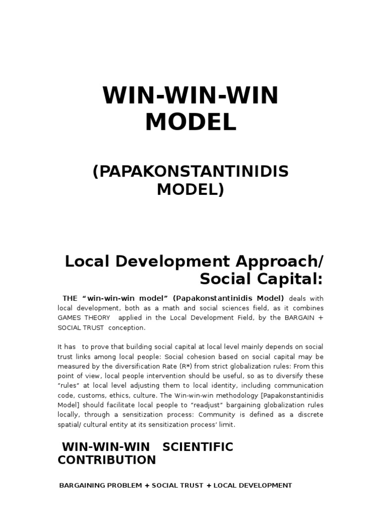 Win - Win - Win Model (Papakonstantinidis Model) | PDF | Social Capital ...