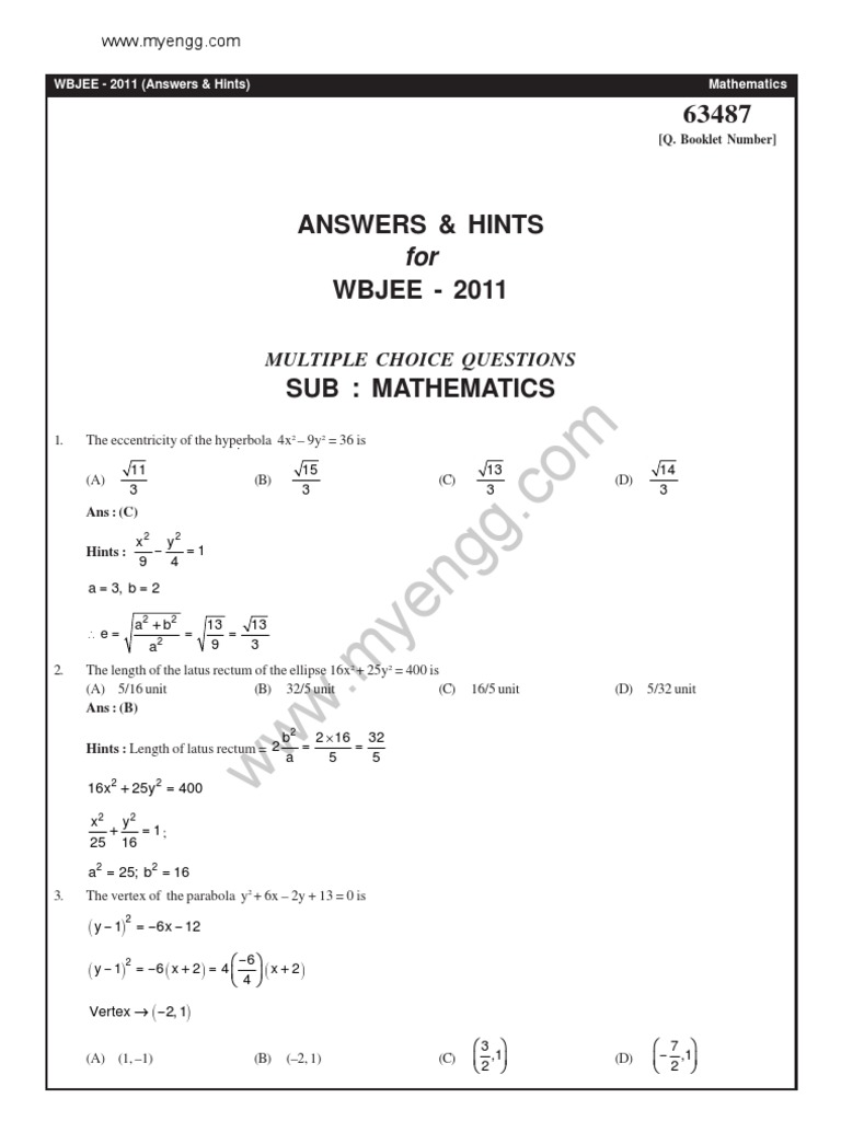 Wbjee 2011 Question Paper With Solution | PDF | Acid Dissociation ...