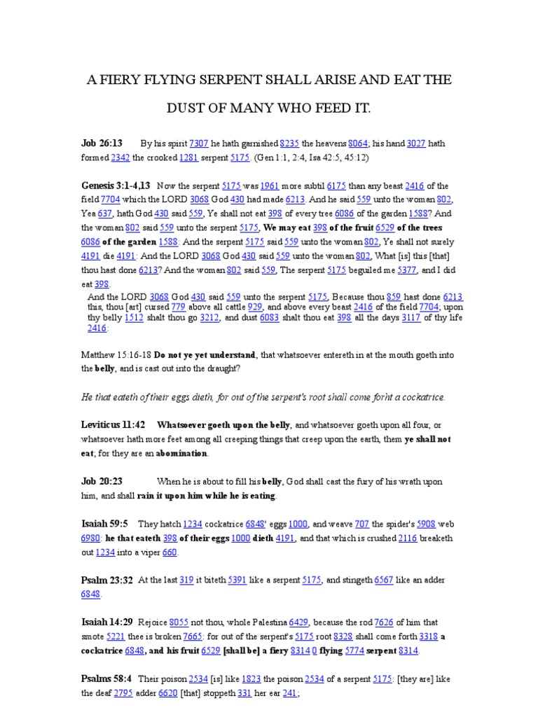 A Fiery Flying Serpent, A Cockatrice Den | PDF | Serpents In The Bible ...