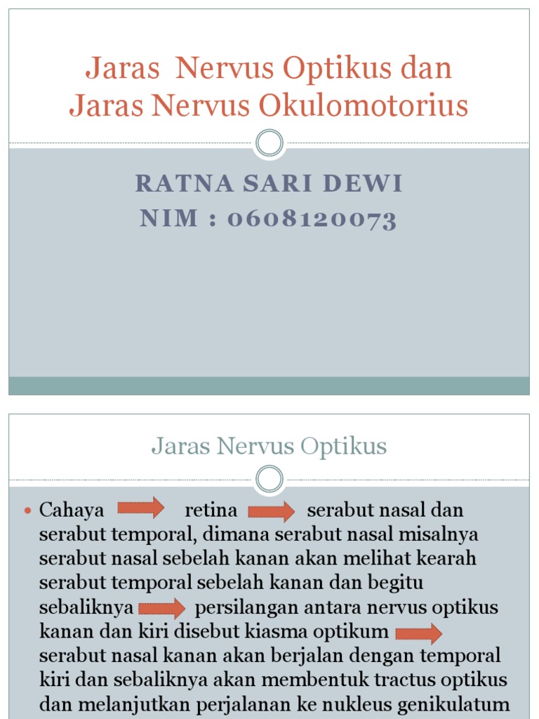 Jaras Nervus Optikus Dan Jaras Nervus Okulomotorius PP | PDF