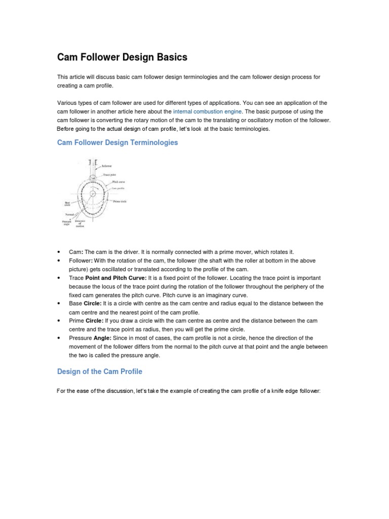 Cam Follower Design Fundamentals | PDF | Circle | Mechanics