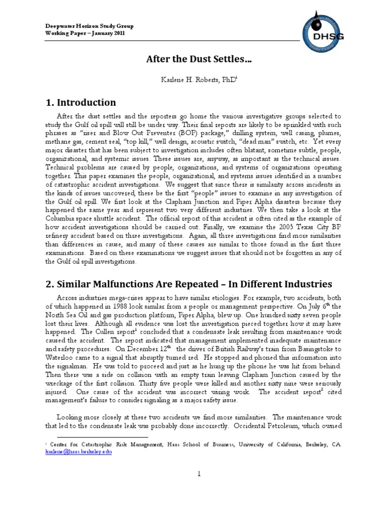 Deepwater Horizon Study Group | PDF | Bp | Deepwater Horizon Oil Spill