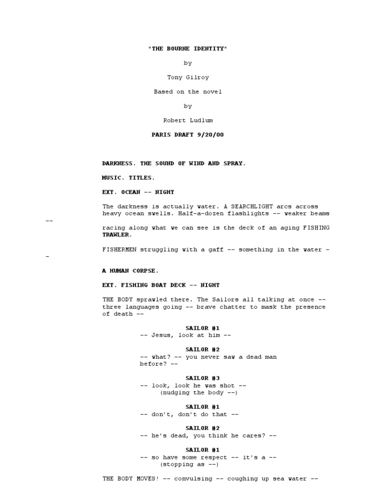 The Bourne Identity Entire Script | Stairs | Travel Visa
