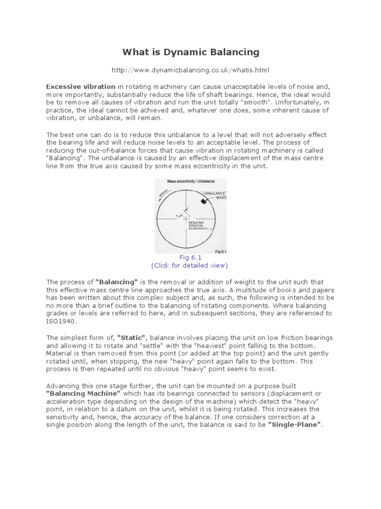 What Is Dynamic Balancing | PDF | Bearing (Mechanical) | Rotation Around A Fixed Axis