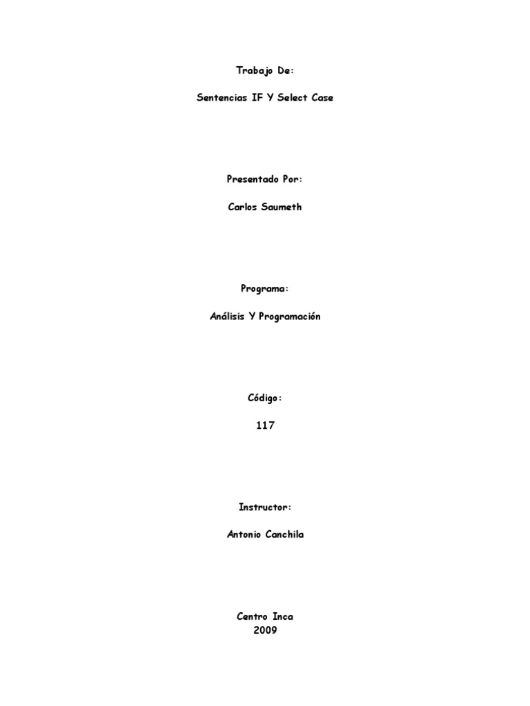 IF y Select Case en VBScript | PDF | Básico | Flujo de control