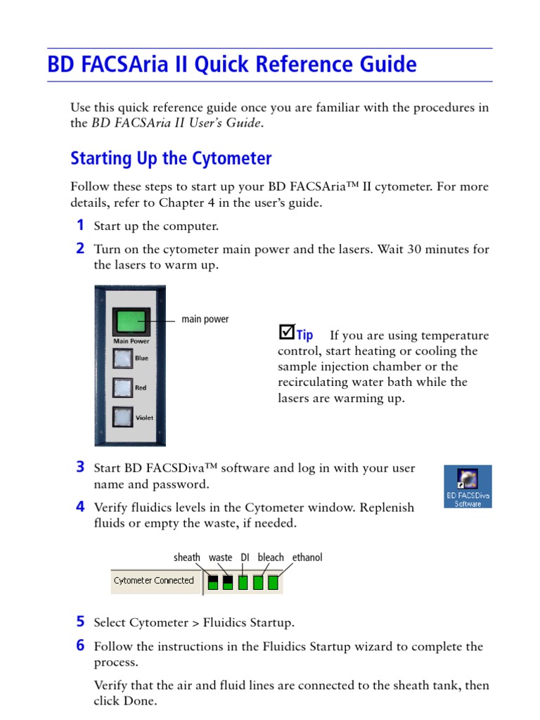 BD FACSAria II Quick Reference Guide | PDF | Computing | Computing And ...