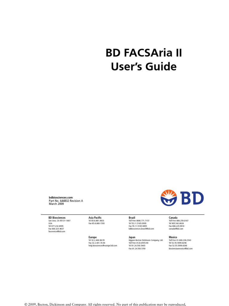 BD FACSAria II Users Guide | PDF | Laser | Flow Cytometry