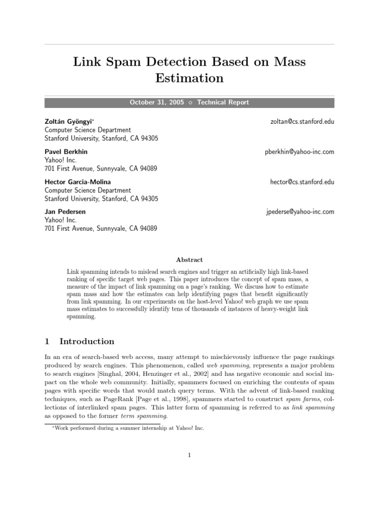 Link Spam Detection Based On Mass | PDF | Spamming | Eigenvalues And ...