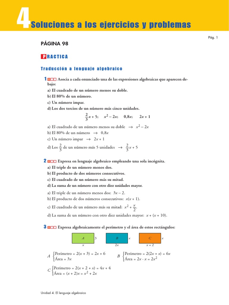 Soluciones Ejercicios Tema 4 Expresiones Algebraicas | Descargar gratis PDF | Análisis ...