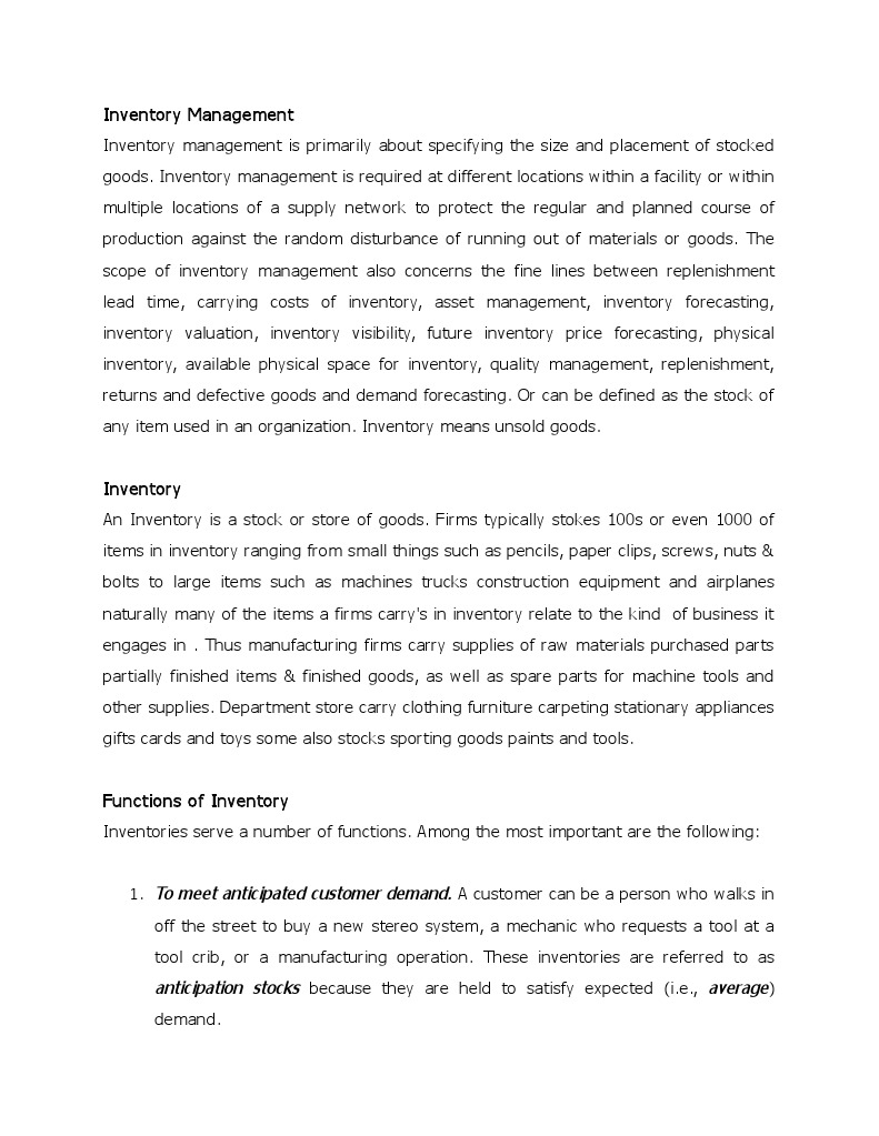 Functions of Inventory | Download Free PDF | Inventory | Scheduling ...